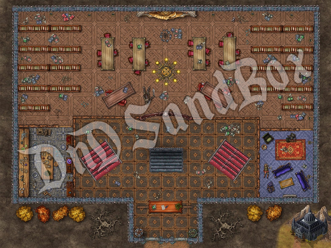 Multi-floor Undead Library - Dnd Digital Map - Etsy