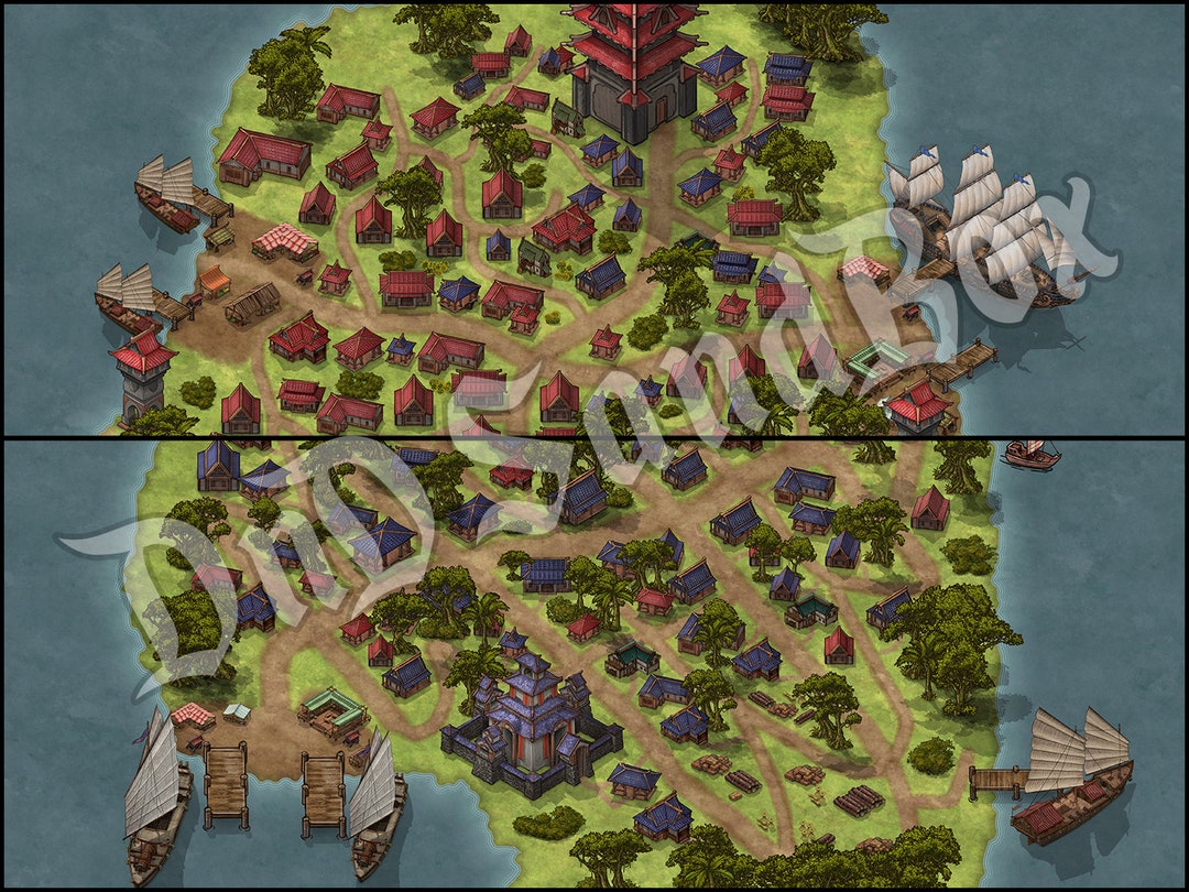 Town Map Double Pack - Dnd Digital Maps - Roll20 Dungeons and Dragons ...
