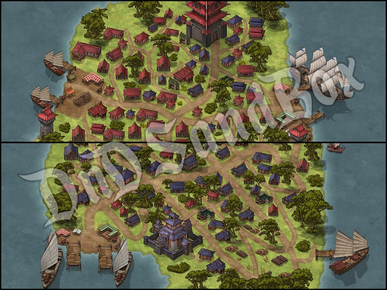 Town Map Double Pack - Dnd Digital Maps - Roll20 Dungeons and Dragons ...