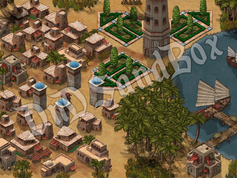 Desert City Map - Dnd Digital Map - Roll 20 Dungeons and Dragons Town ...