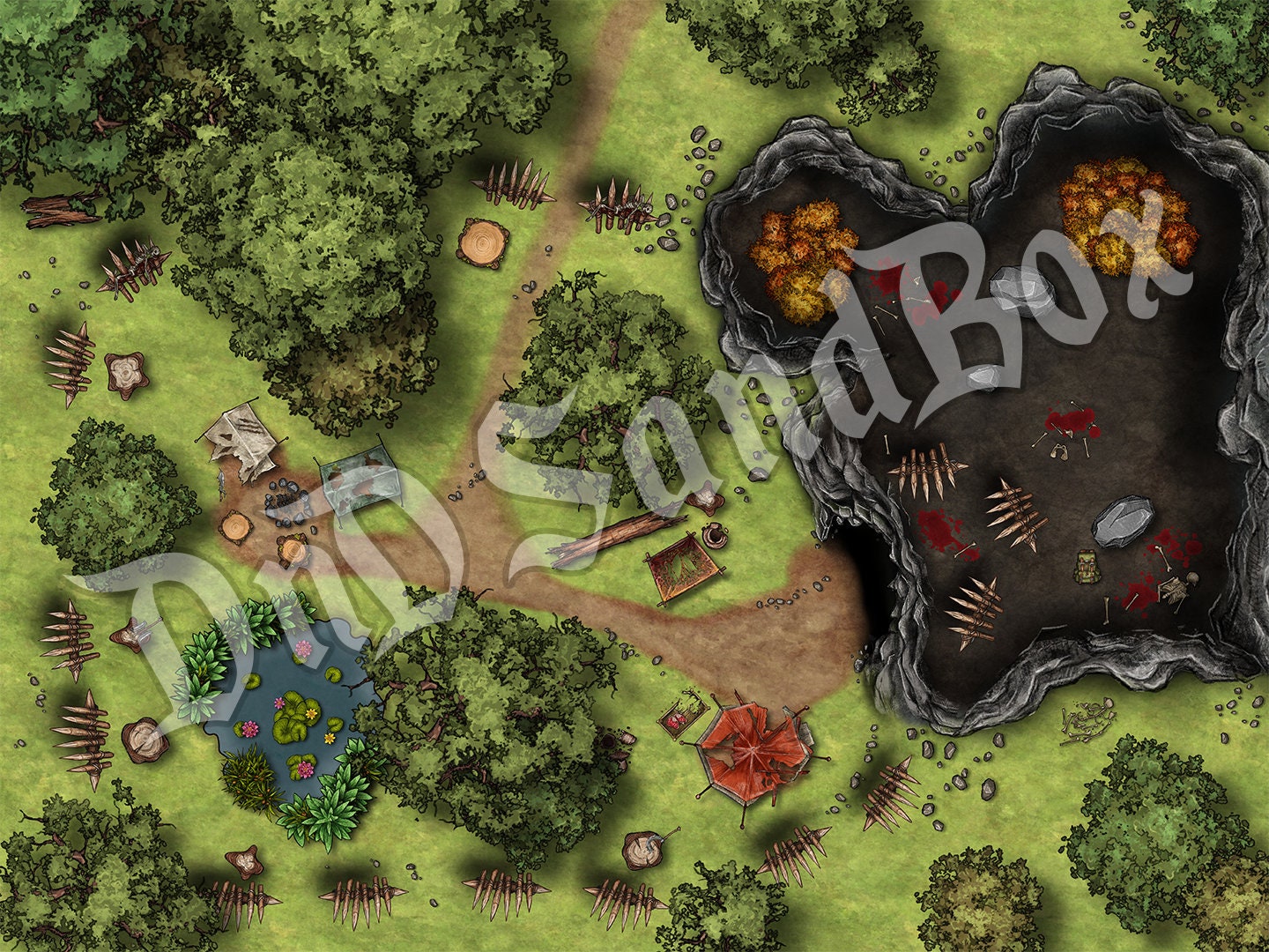 A Forest Cave Battle Map - Dnd Digital Map - Etsy