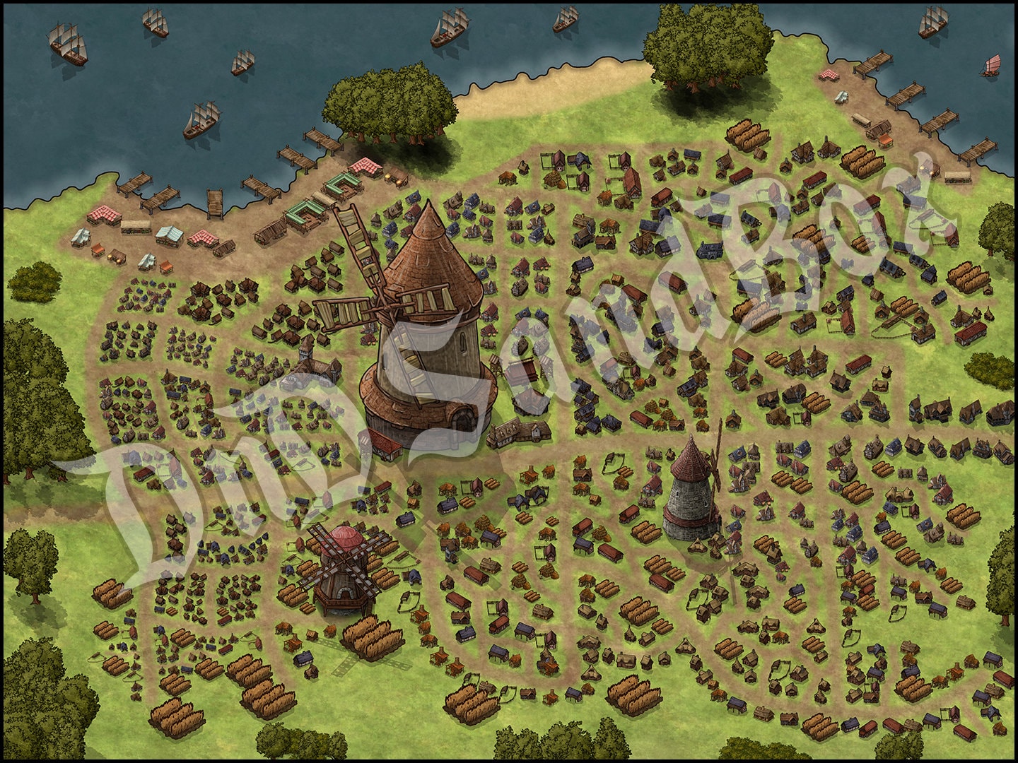 Gemstaden City Map - Dnd Digital Town Map - Roll20 Dungeons and Dragons ...