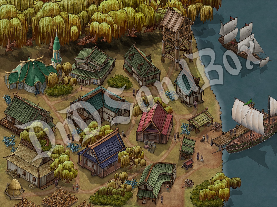 Small Town Map - Dnd Digital Map - Etsy