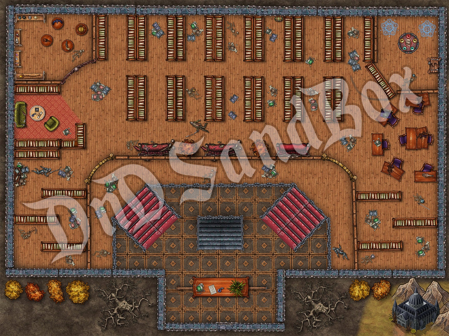 Multi-floor Undead Library - Dnd Digital Map - Etsy