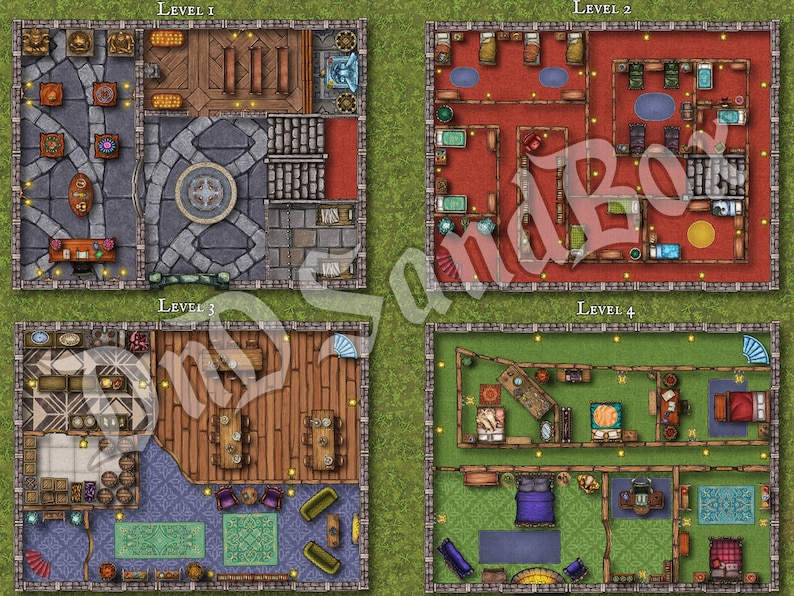 The Gilded Temple Tower - Dnd Digital Map - Etsy