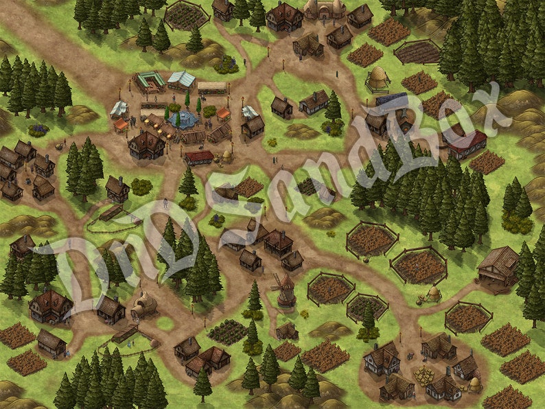 A Peaceful Farming Town Map - Dnd Digitial Map - Etsy