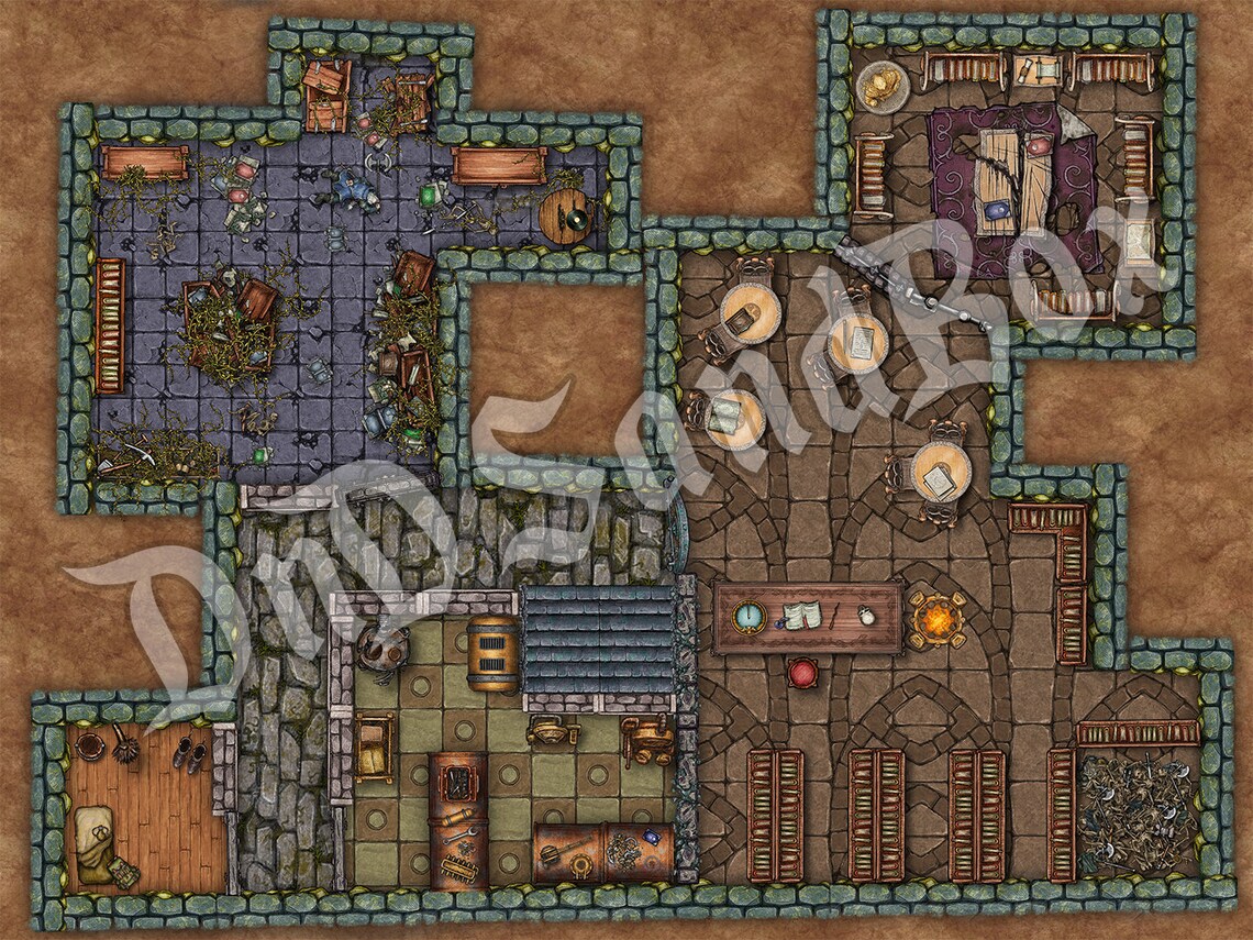 Multi-floor Undead Library - Dnd Digital Map - Etsy