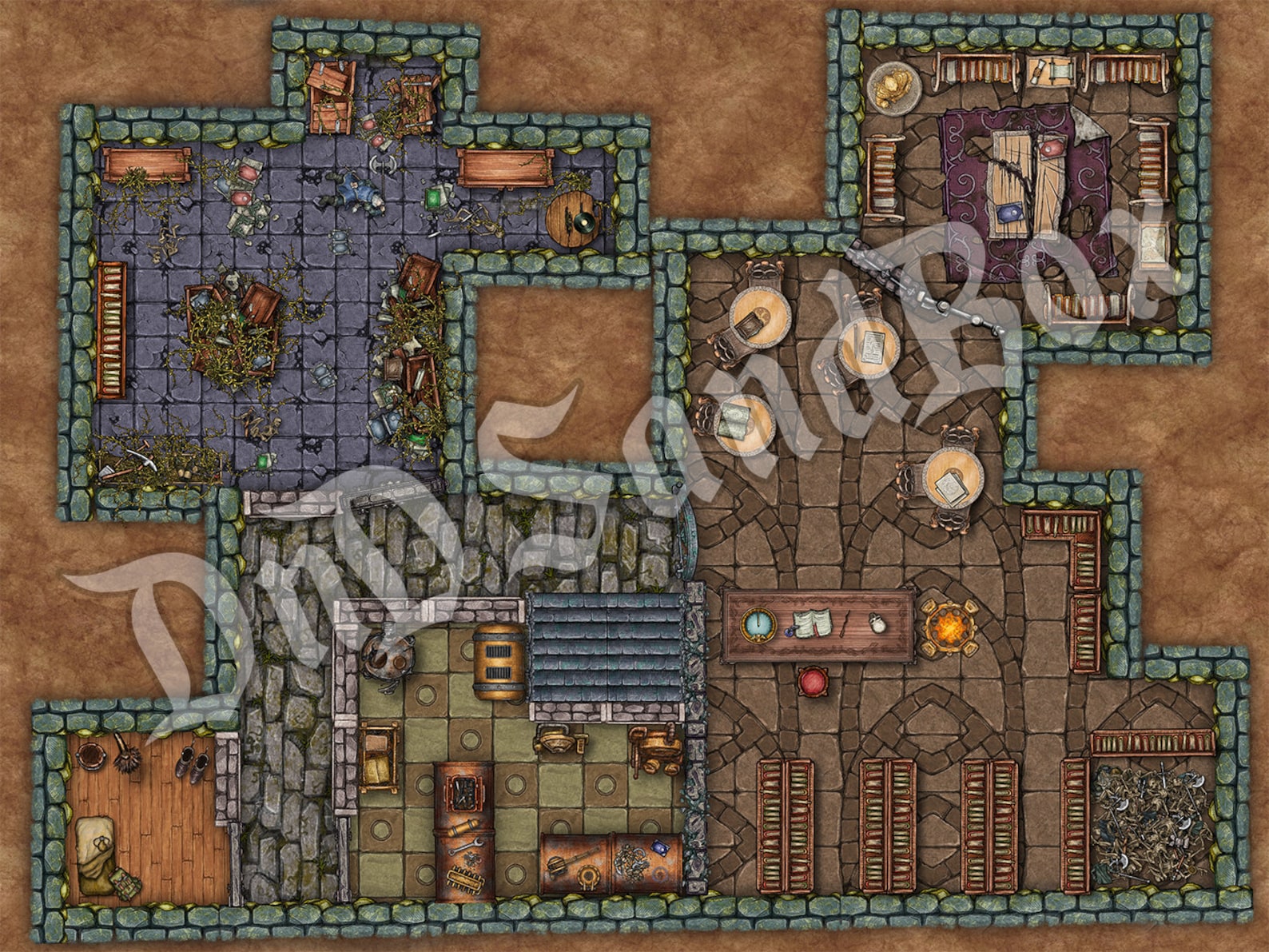 Multi-floor Undead Library - Dnd Digital Map - Etsy