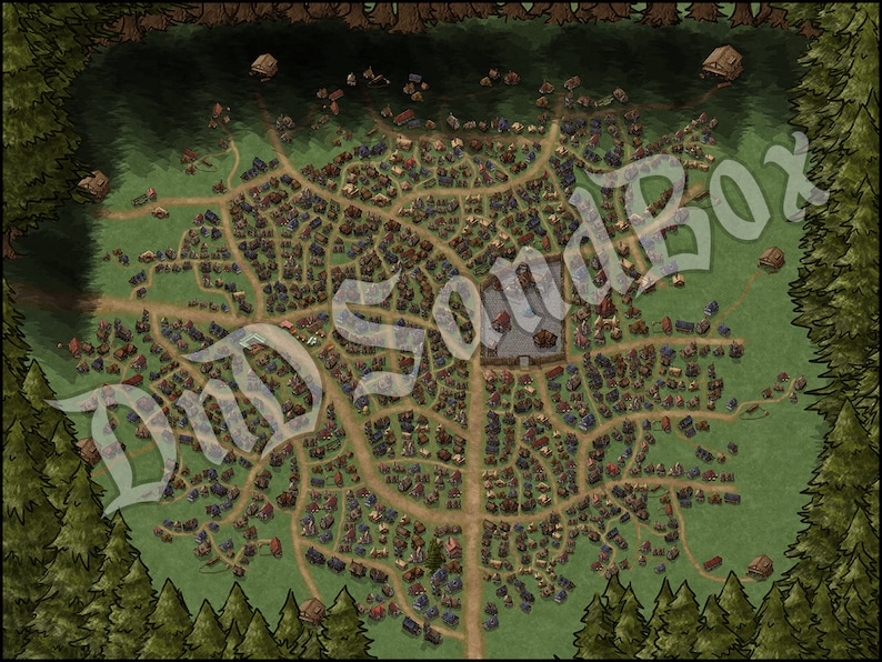Trezaround City Map Dnd Digital Map Roll20 Dungeons and Dragons Town ...