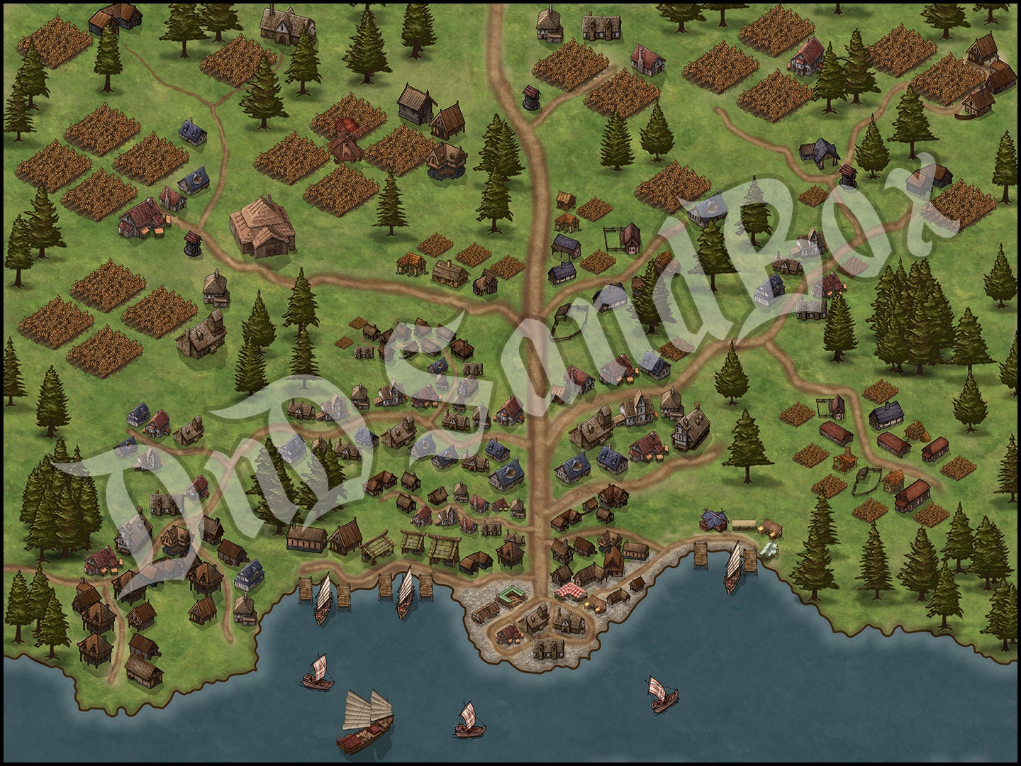 Corlax Town Map - Dnd Digital Map - Dungeons and Dragons Roll20 Map - Etsy