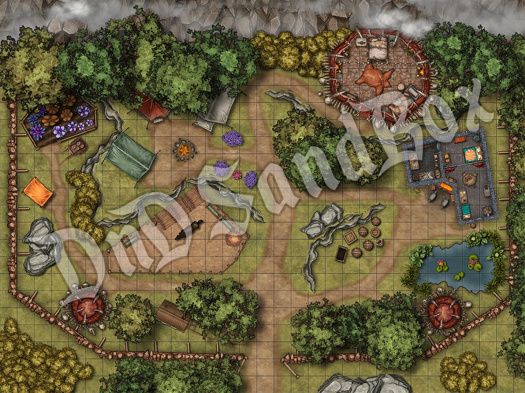 Mountain Bandit Camp Top Down - Dnd Digital Map - Roll20 Dungeons and ...