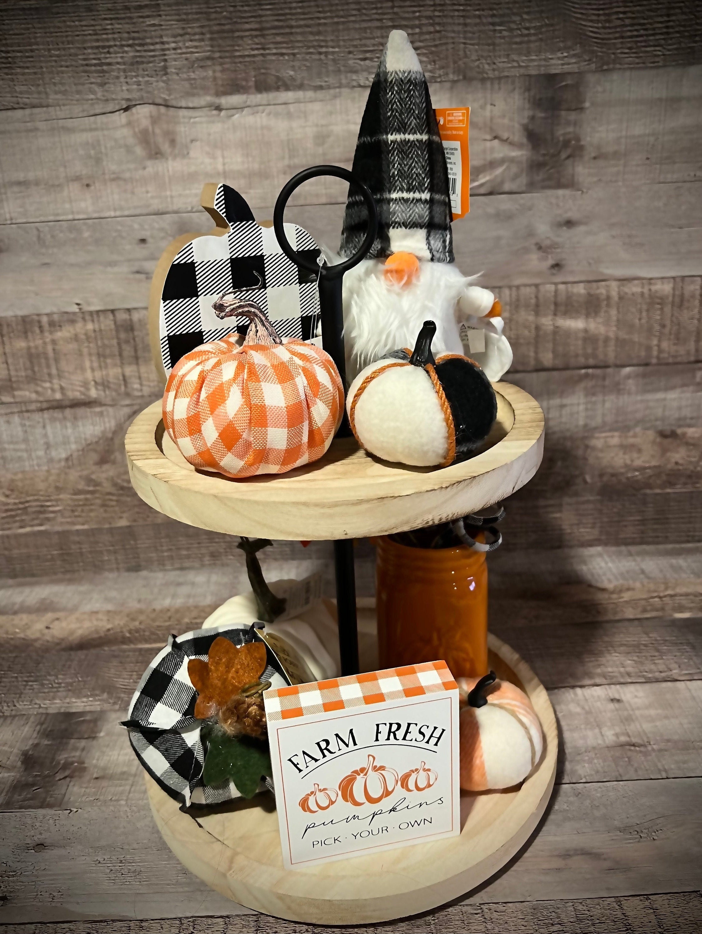 Fall 2 Tiered Wood Display Bundle, Gnomes and Pumpkins, - Etsy