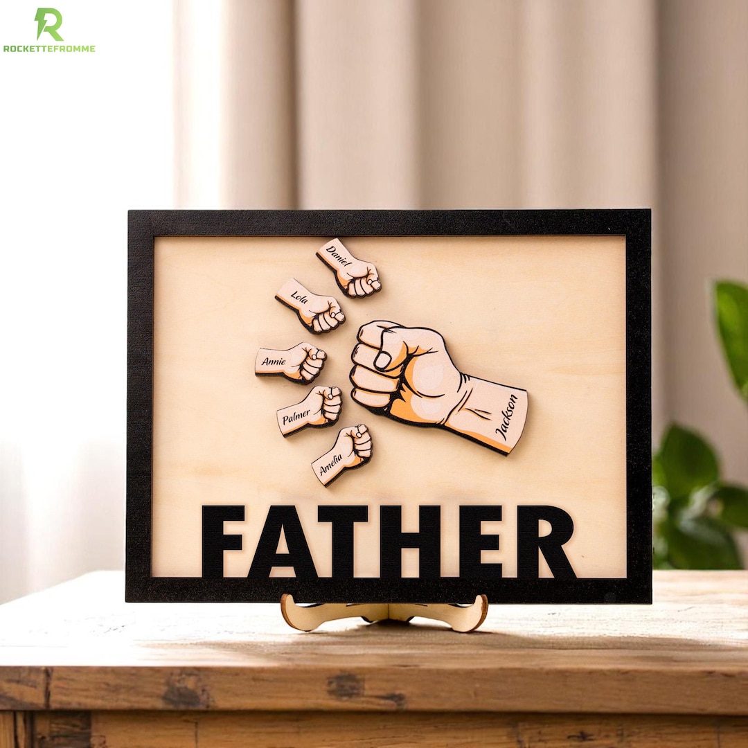 Handprint Best Dad Ever Wooden Sign, Custom Handprint Father Wooden ...