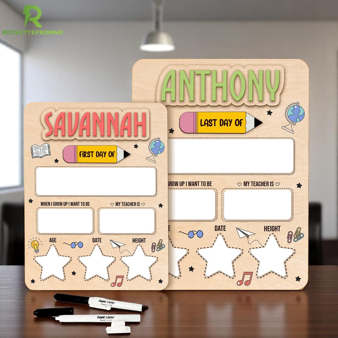 Personalized First Day of School Sign, Reusable Dry Erase Board for ...