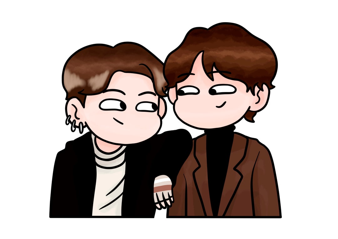 Sticker Taekook Chibi Handmade Printed on Durable Adhesive Vinyl - Etsy