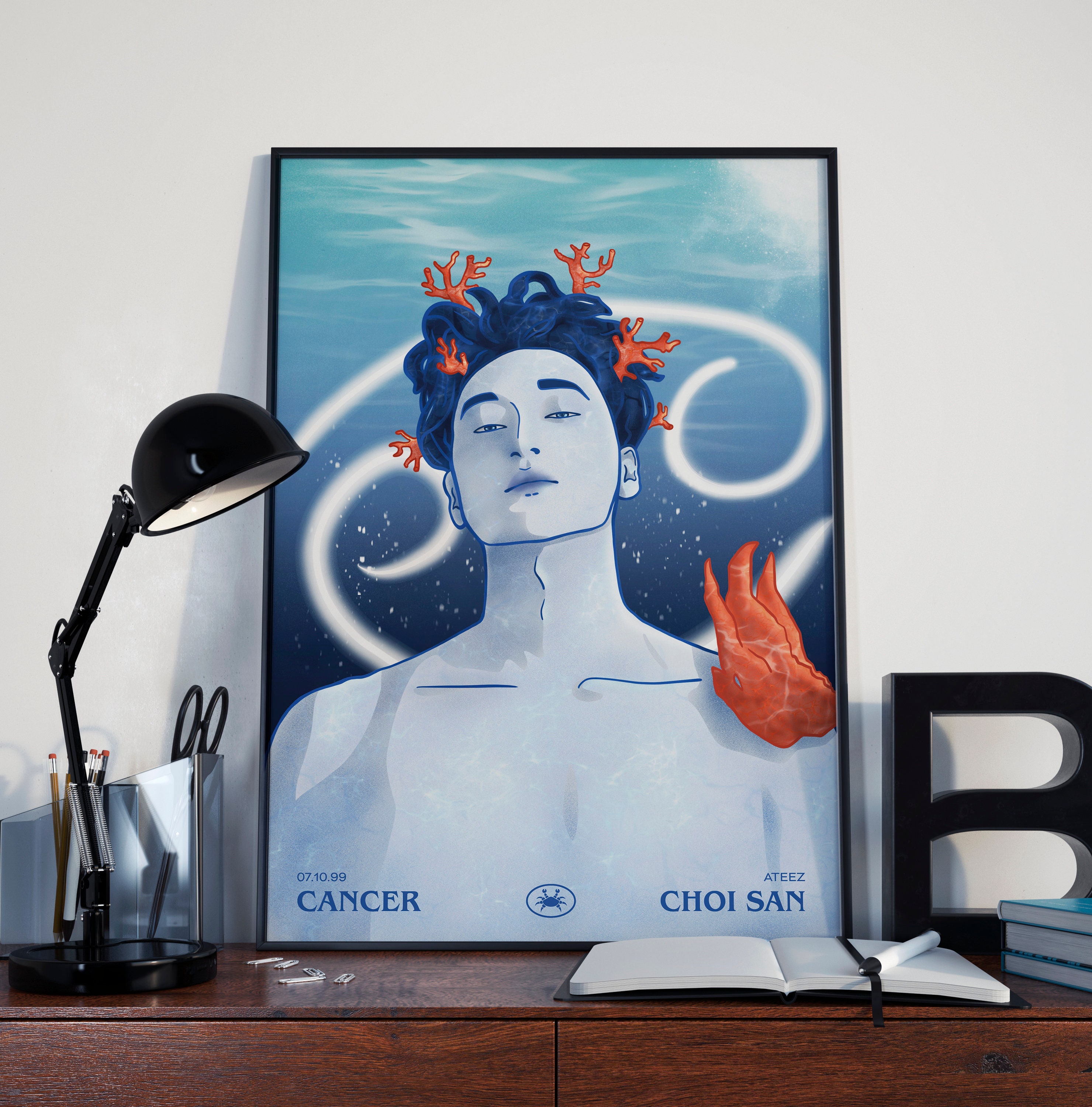 ATEEZ San Poster, Cancer Zodiac Collection, Handmade K-pop Wall Print ...