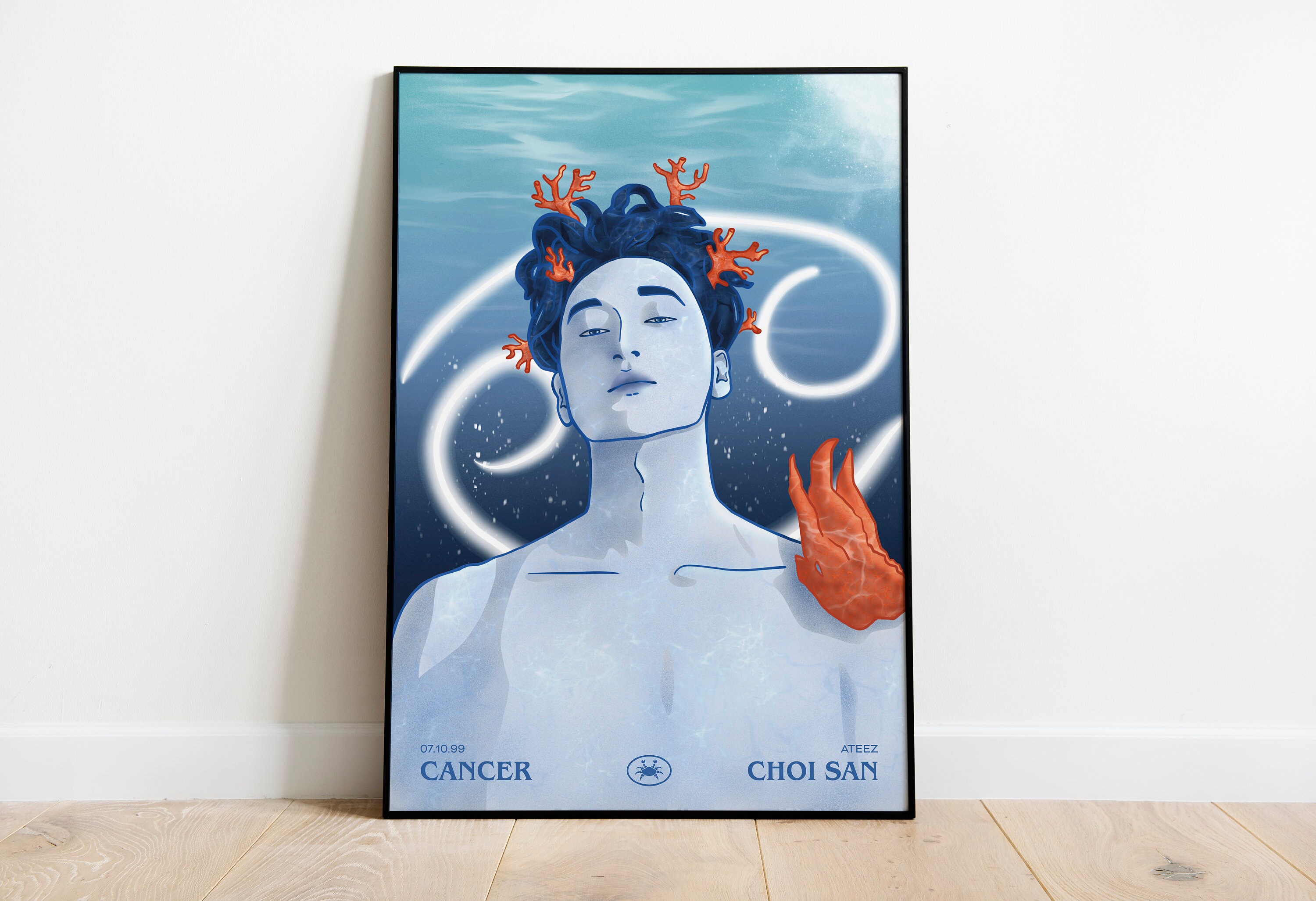 ATEEZ San Poster, Cancer Zodiac Collection, Handmade K-pop Wall Print ...