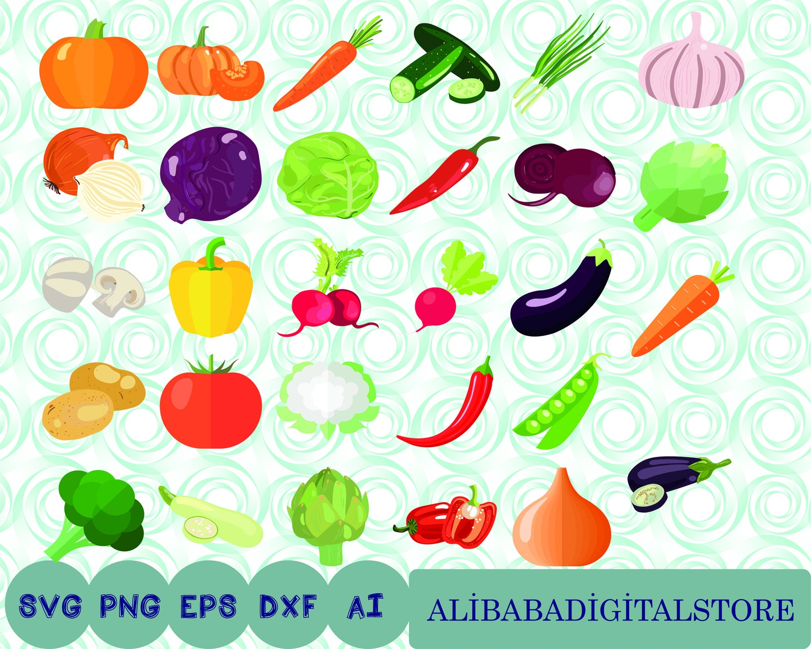 Vegetables Clipart, Veggie Clipart, Vegetable SVG Bundle, Flat ...