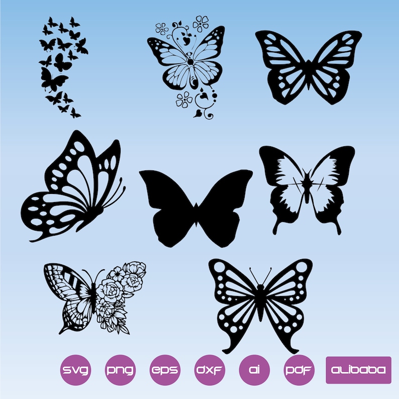 Butterfly Bundle - SVG, PNG, JPG - Butterfly Cut File, Digital Cut File ...