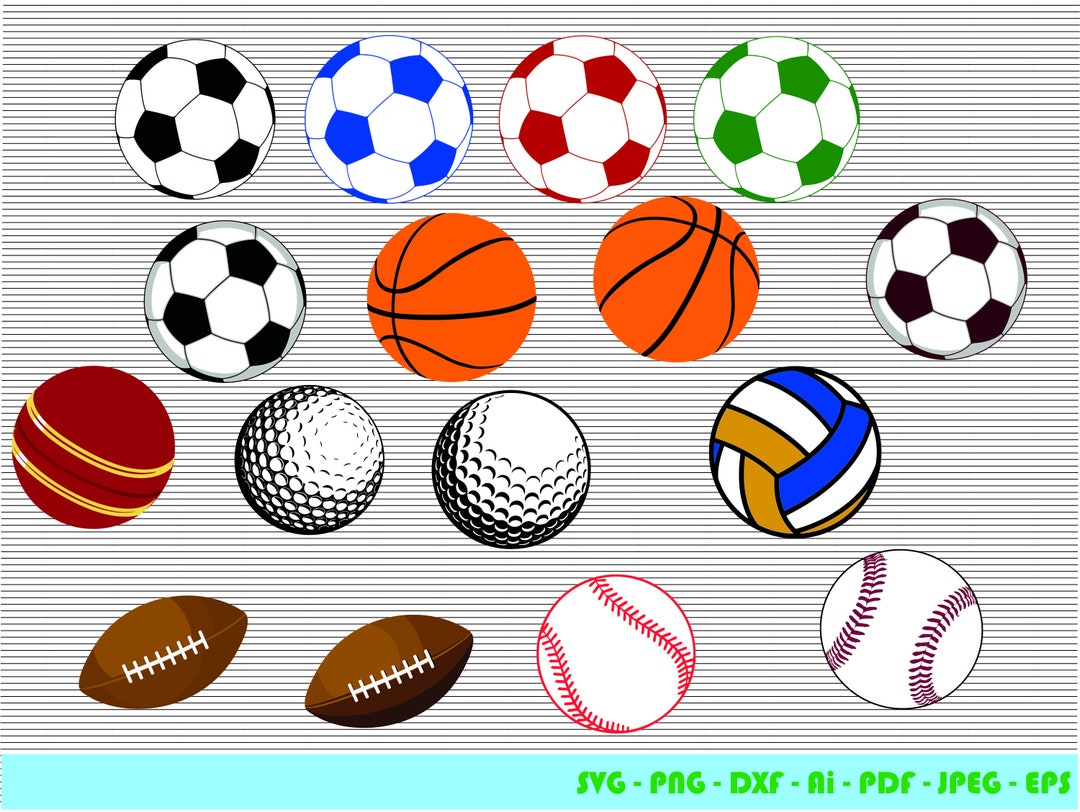 SPORTS BALLS SVG, Sports Ball Clipart, Baseball Ball, Basketball Ball ...