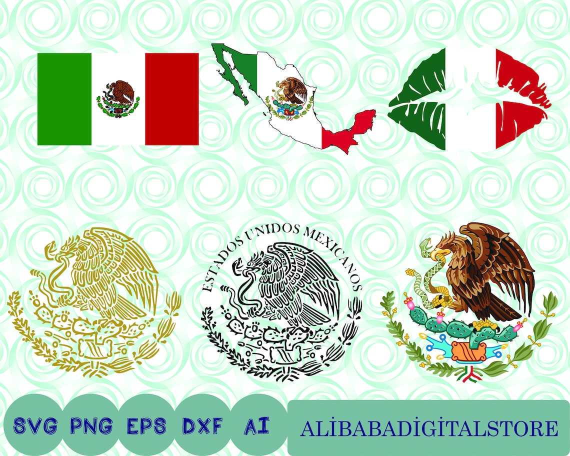 MEXICAN Eagle SVG Aguila Mexicana Cut File Mexican Flag Coat of Arms ...