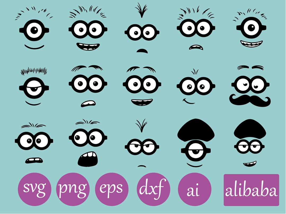 Minions Eyes Svg, Minions Digital File, Minion Face Svg , Cut Files for ...