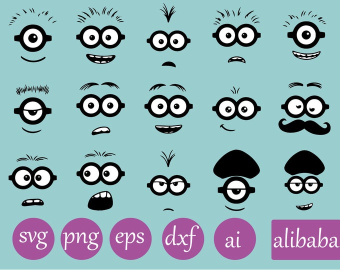 Paquete de Svg de cara de Minion, Svg de cara de Minion, Clipart de ...