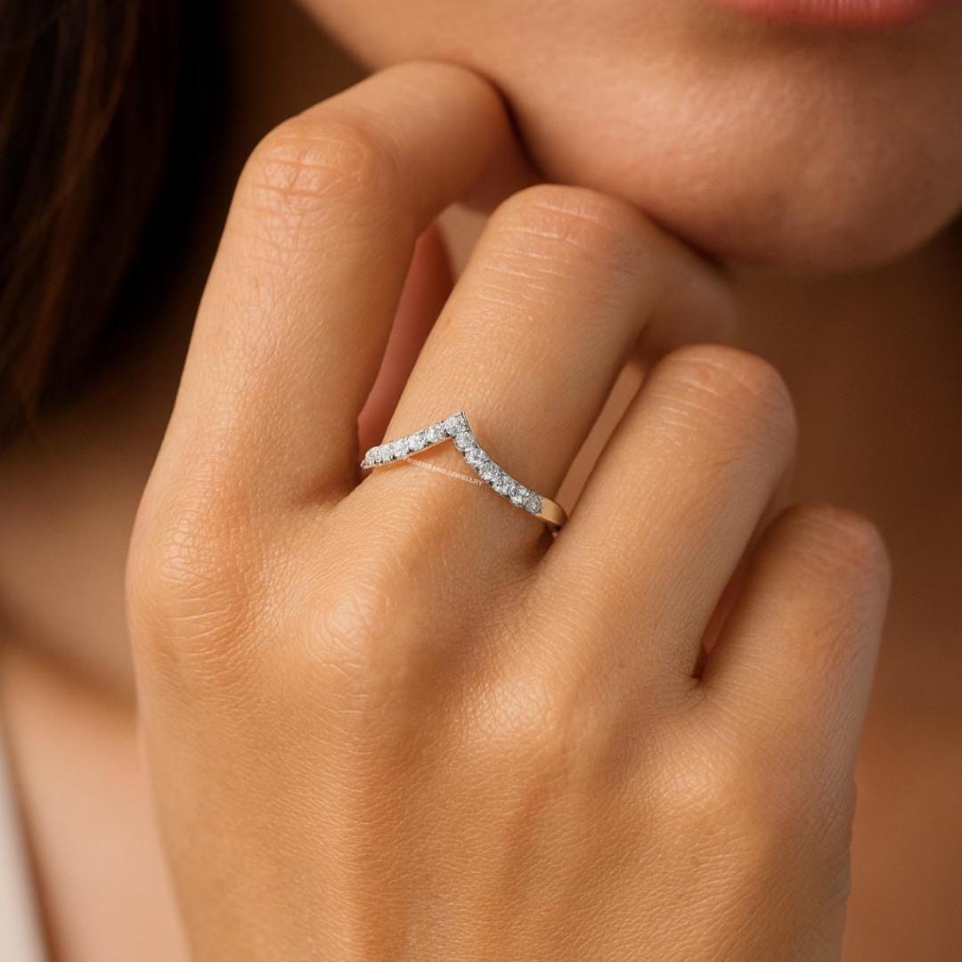 Minimalist V Shape Masonite Ring, Dainty Chevron Ring, 925 Sterling ...
