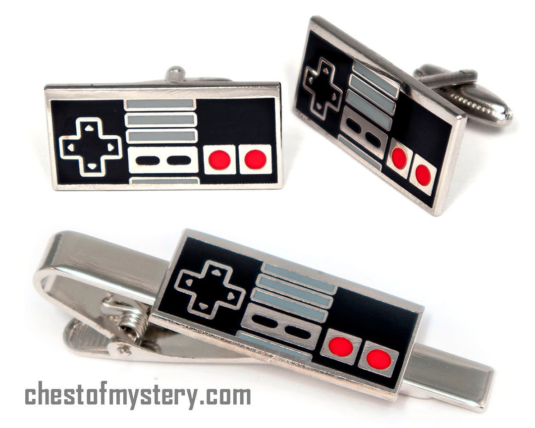 NES Controller Cufflinks, Nintendo Tie Clip, SNES Men's Jewelry, Tie ...