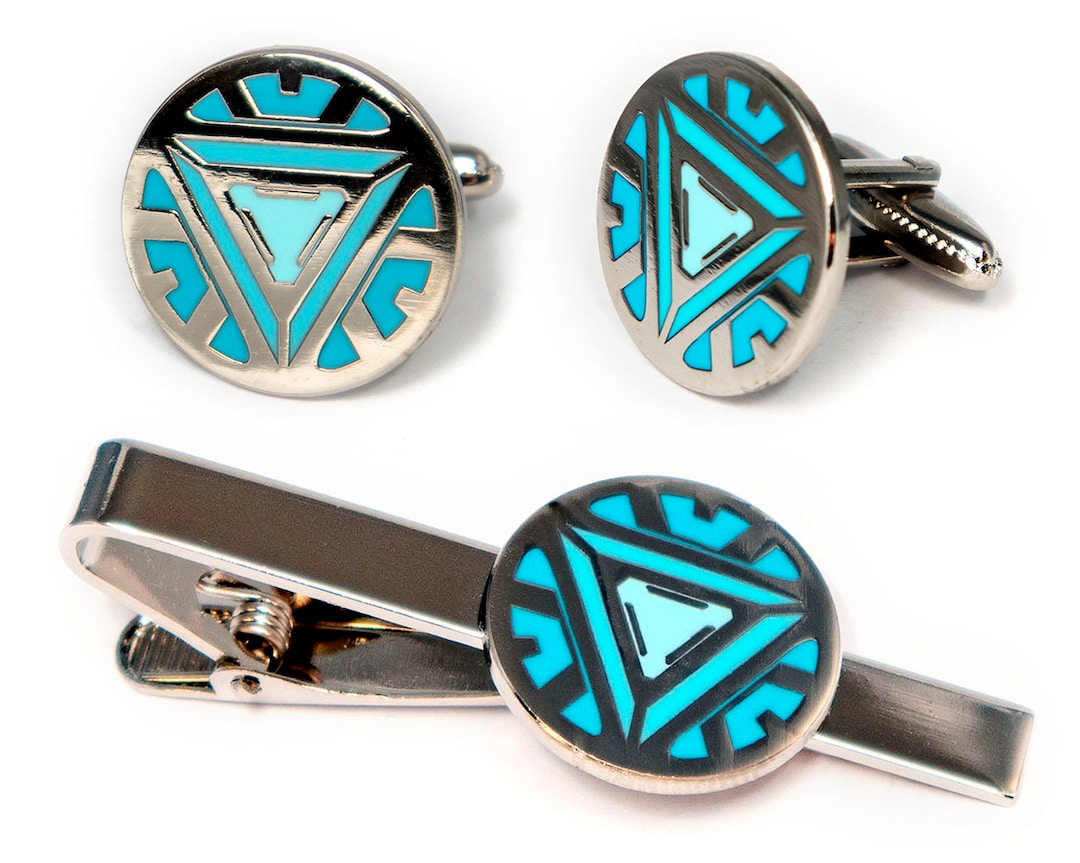 Ironman Arc Reactor Cufflinks and Avengers Tie Clip Set, Superhero Gift ...