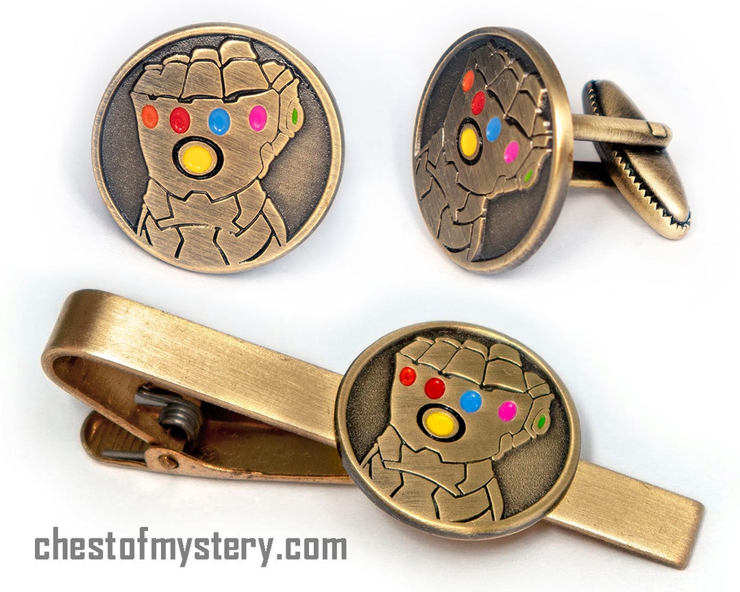 Thanos Gauntlet Cufflinks, Avengers Tie Clip, Infinity Men's Jewelry ...