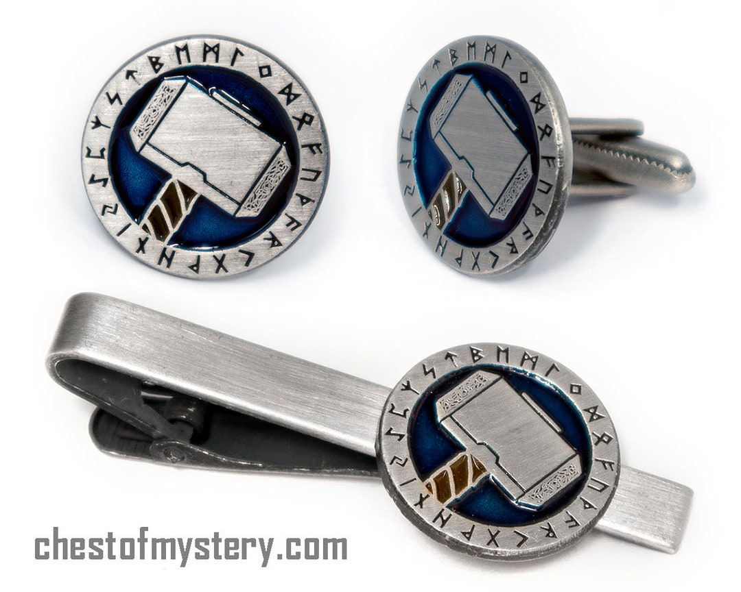 Thor's Hammer Cufflinks, Avengers Tie Clip, Thor Men's Jewelry, Marvel ...