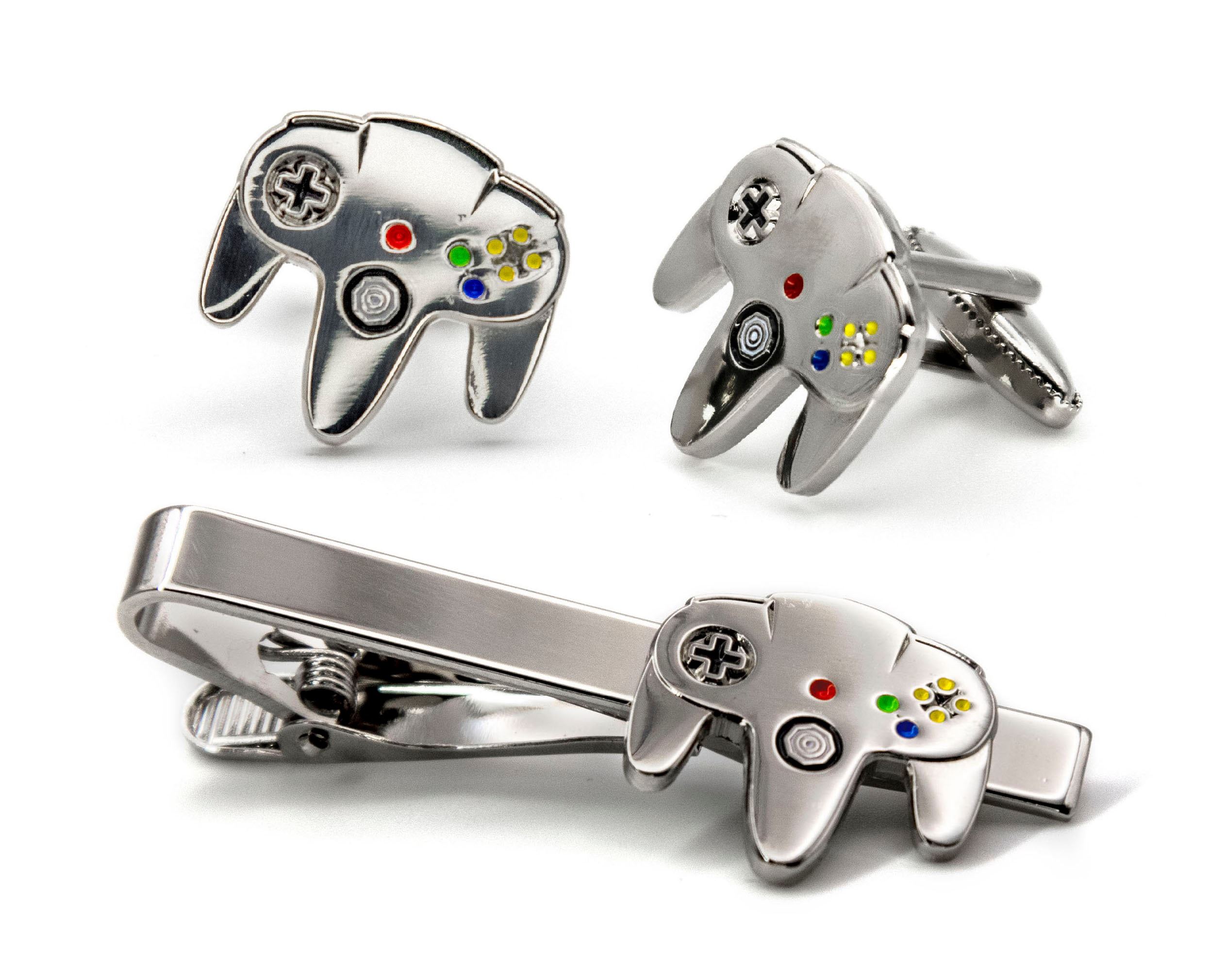 N64 Controller Cufflinks, Nintendo Tie Clip, NES Men's N64 Controller Cufflinks, Nintendo Tie Clip, NES Men's