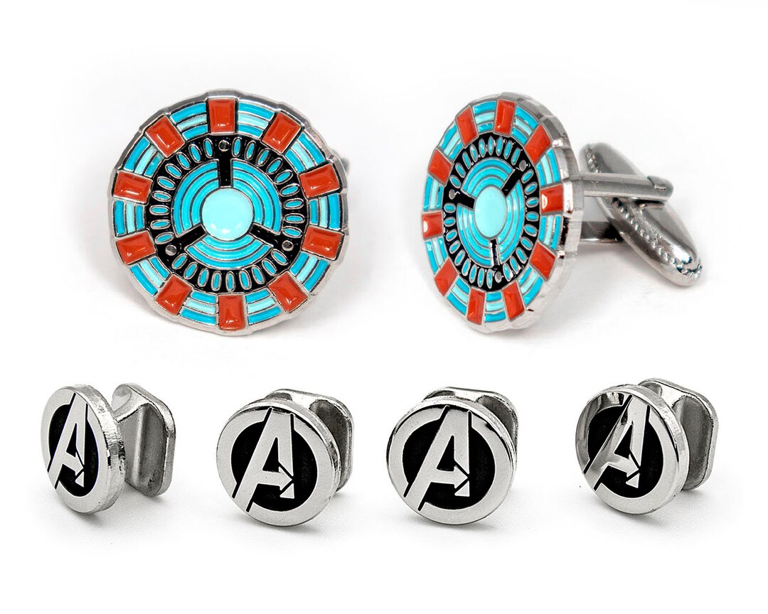 Arc Reactor Cufflinks and Studs: Avengers Groomsmen Gift Set - Etsy
