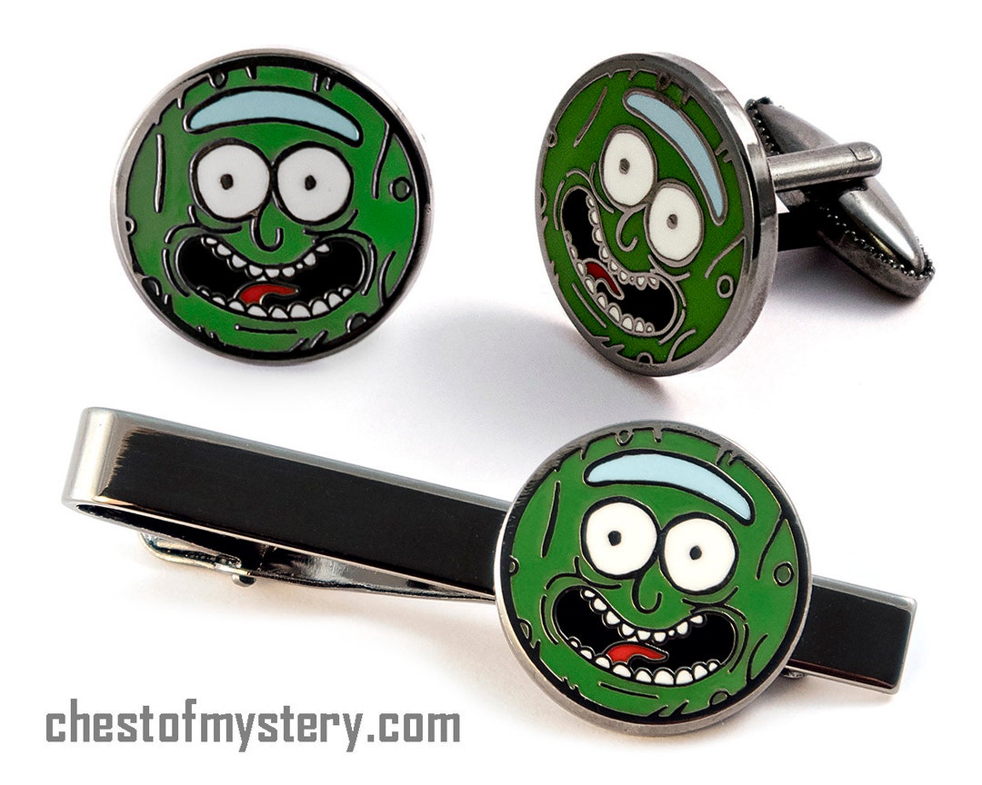 Rick and Morty Cufflinks, Pickle Rick Tie Clip, Men's Jewelry, Tie Bar ...