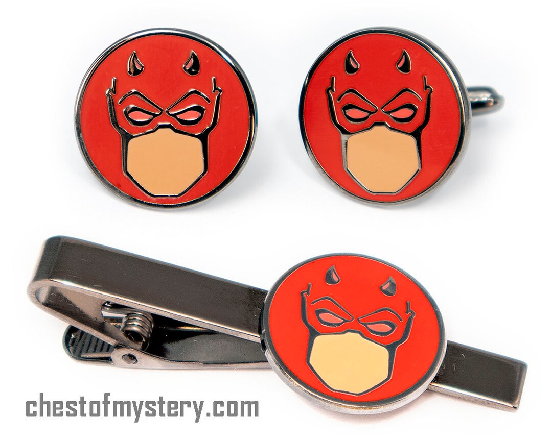 Daredevil Cufflinks and Tie Clip Set, Marvel Comic Jewelry - Etsy
