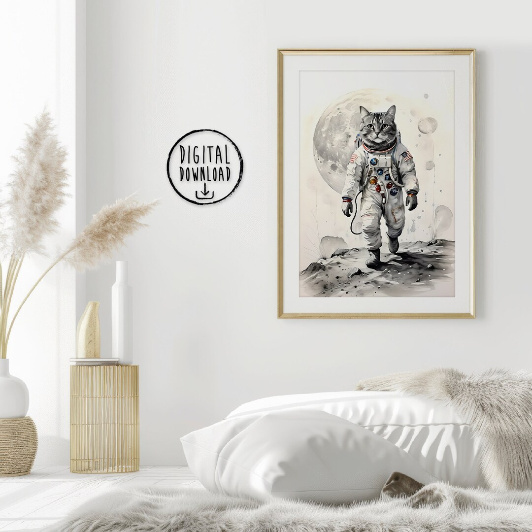 Astronaut Cat Art Print, Humorous Sci-fi Poster (digital Download) - Etsy