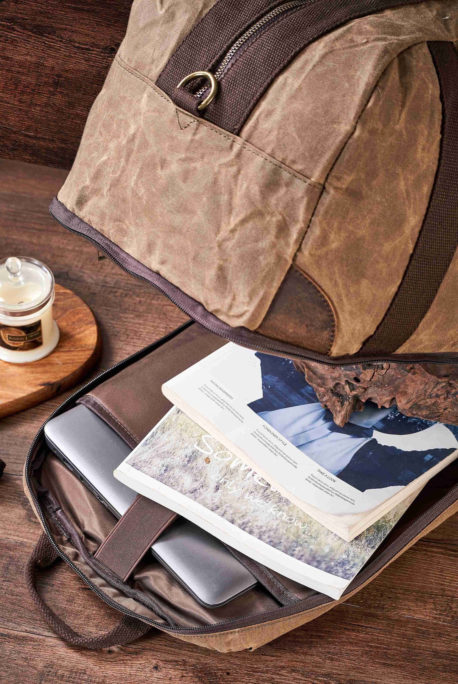 Personalized Waxed Rucksack Convertible Duffel Bag, Waterproof Canvas ...