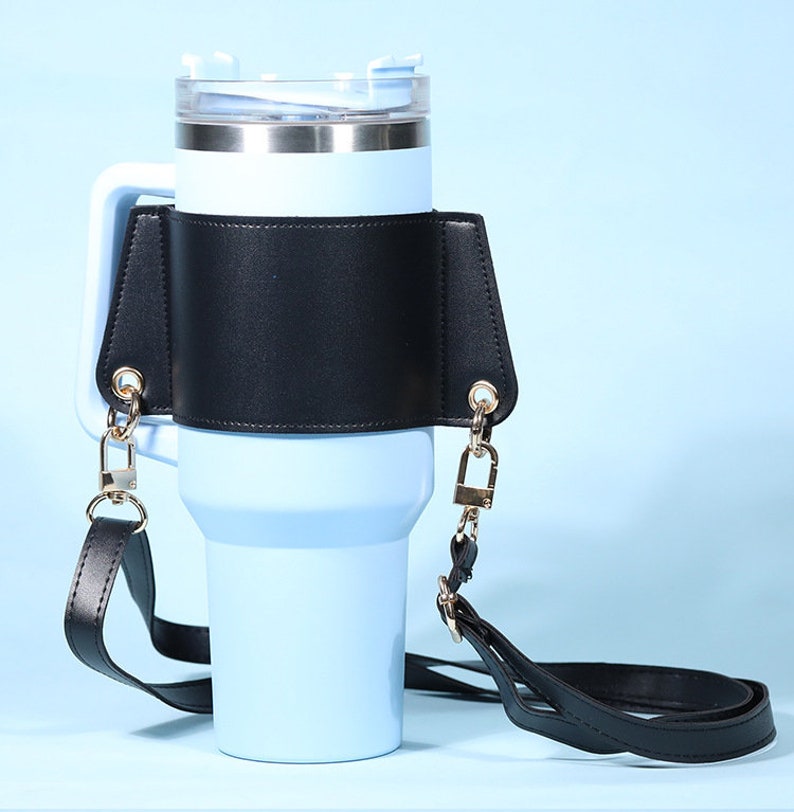 Personalized Leather Carrier Strap, Tumbler Carrier With Adjustable ...