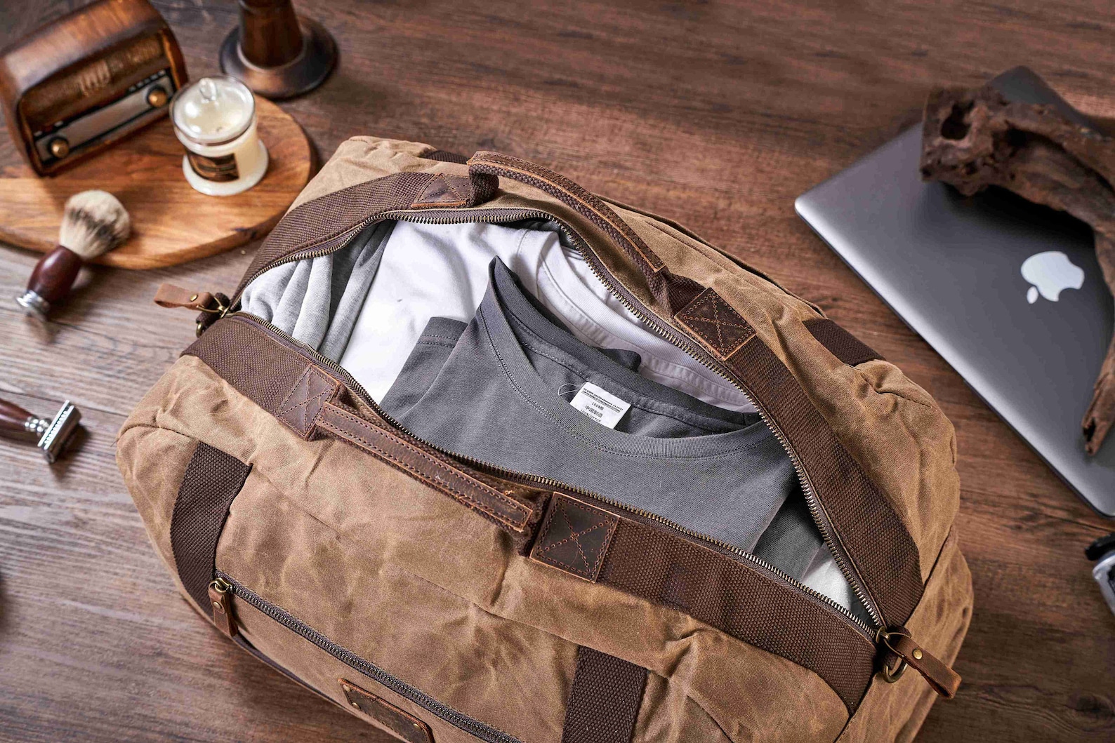 Personalized Waxed Rucksack Convertible Duffel Bag, Waterproof Canvas ...