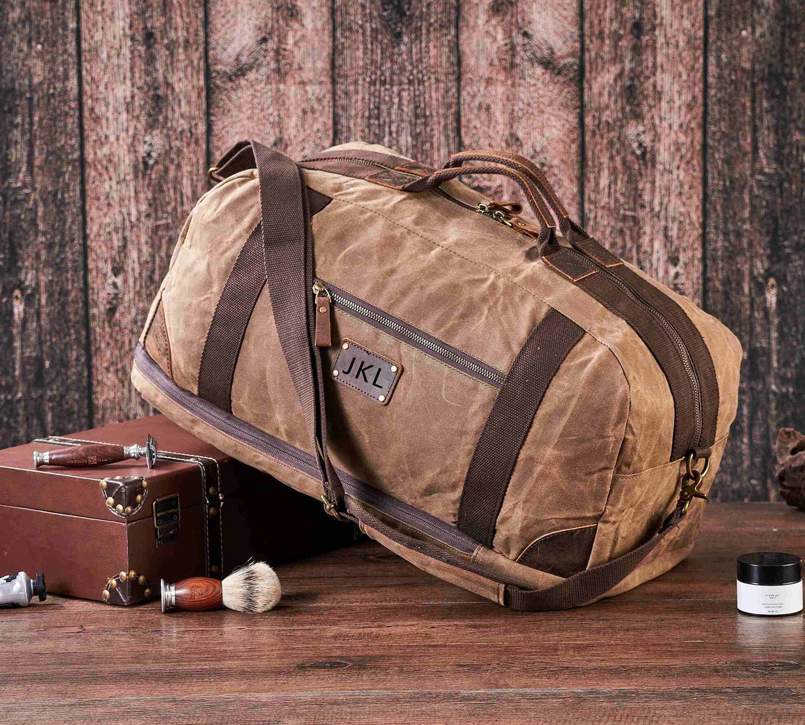 Personalized Waxed Rucksack Convertible Duffel Bag, Waterproof Canvas ...