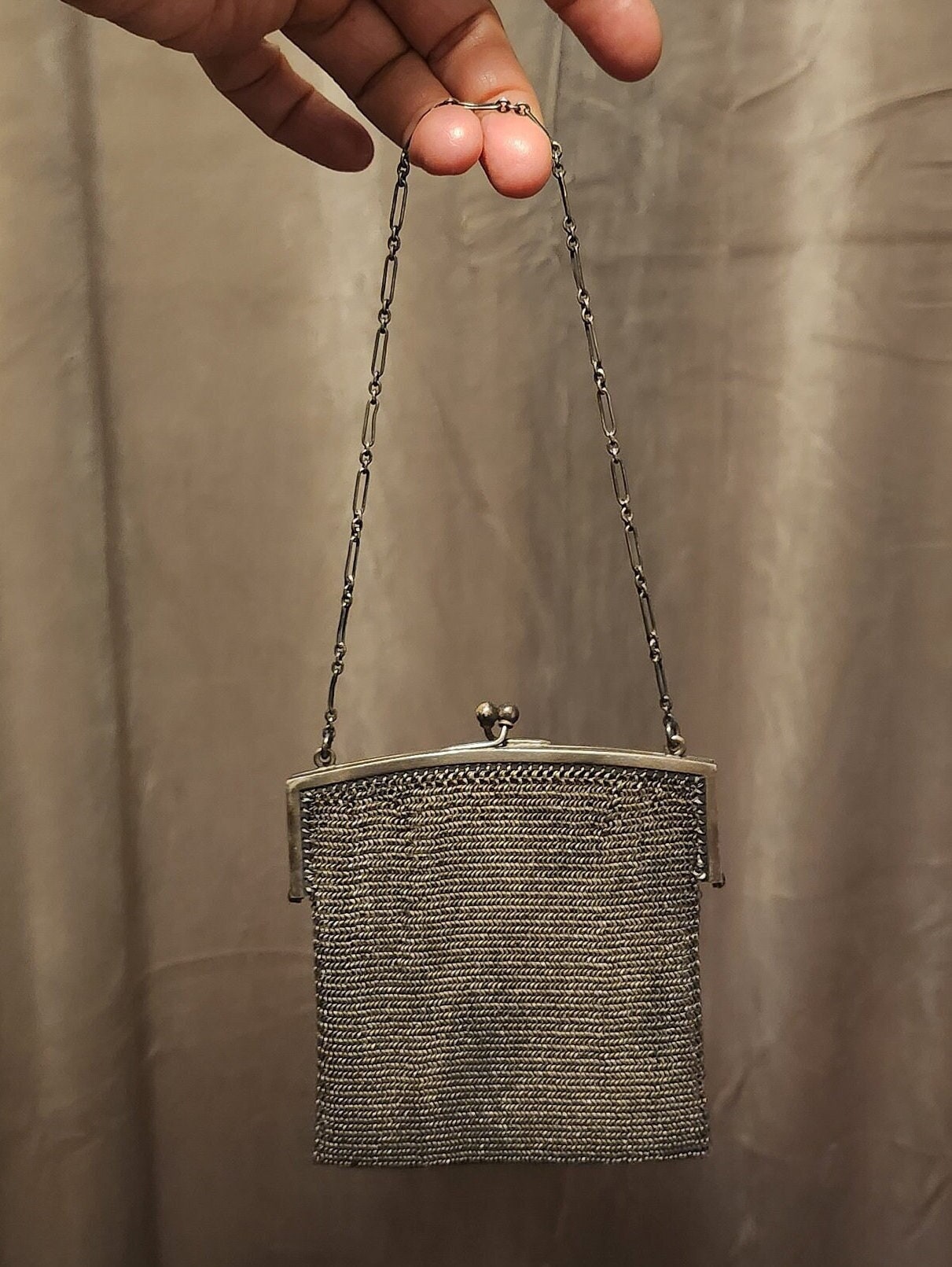 Vintage Sterling Silver Mesh Purse With Cabochon Clasp - Etsy