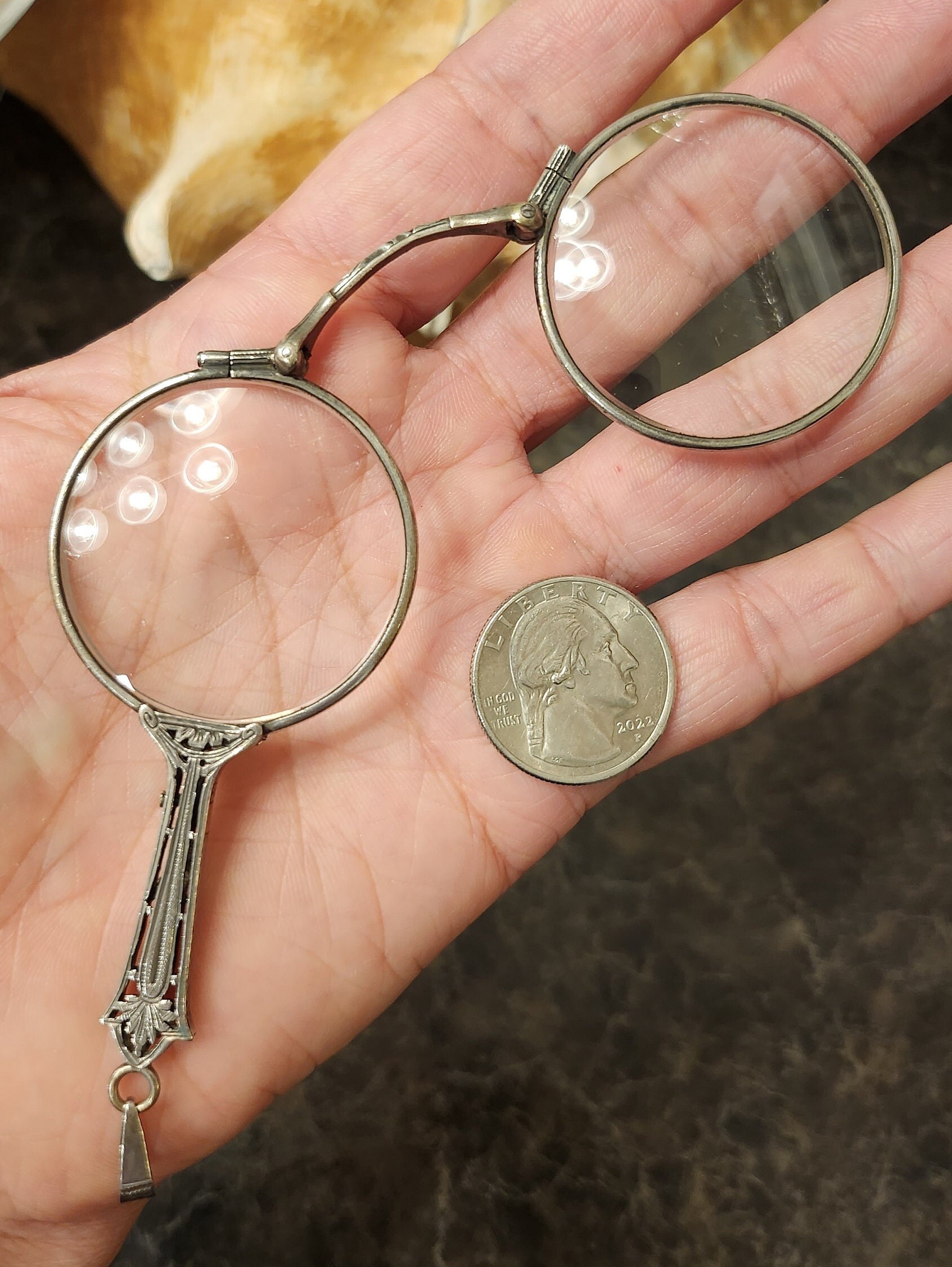 Vintage/art Deco Sterling Silver Collapsible Lorgnette Reading Glasses ...