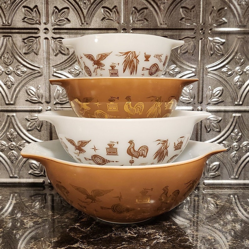 Vintage Pyrex Set of 4 Early American Cinderella Nesting Bowls - Etsy