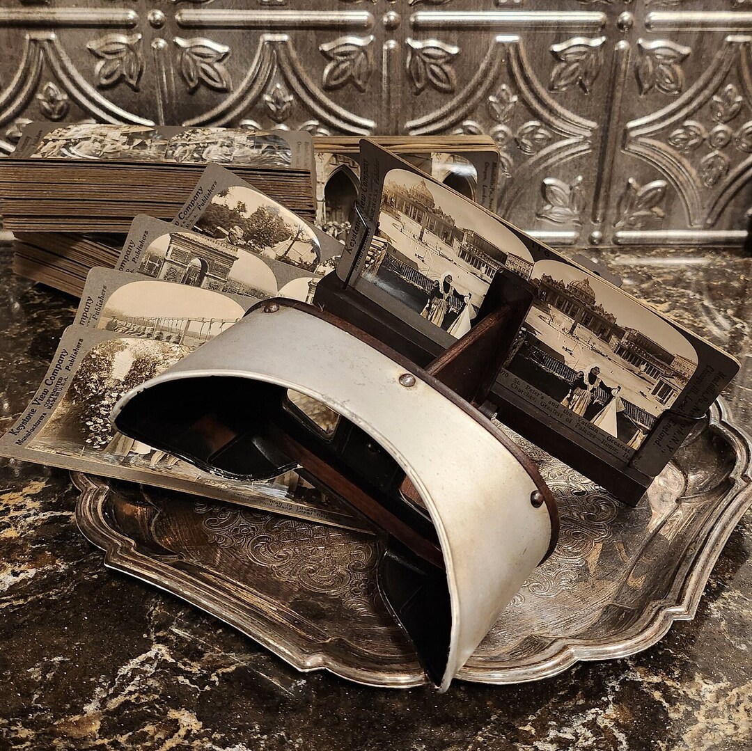Antique Stereoscope 3-D Viewer With 100 Cards - Etsy