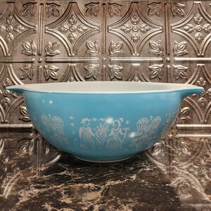 Vintage Pyrex Set of 4 Blue Amish Butterprint Cinderella Nesting Bowls ...