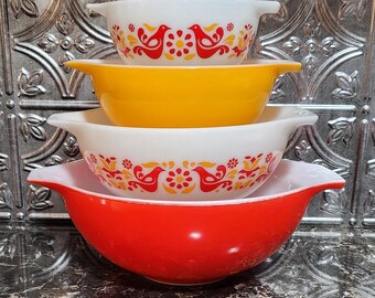 Vintage PYREX Friendship Pattern CINDERELLA Nesting Mixing Bowls ...