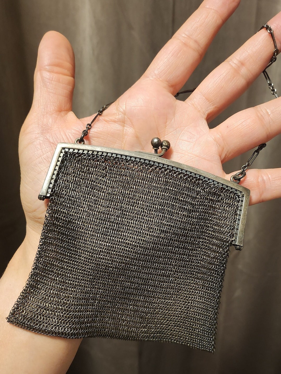 Vintage Sterling Silver Mesh Purse With Cabochon Clasp - Etsy