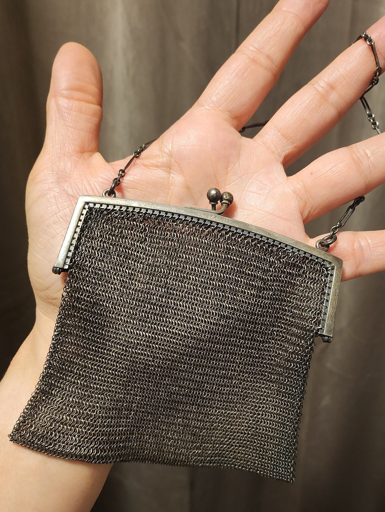 Vintage Sterling Silver Mesh Purse With Cabochon Clasp - Etsy