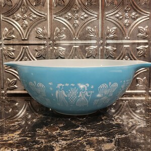 Vintage Pyrex Set of 4 Blue Amish Butterprint Cinderella Nesting Bowls ...